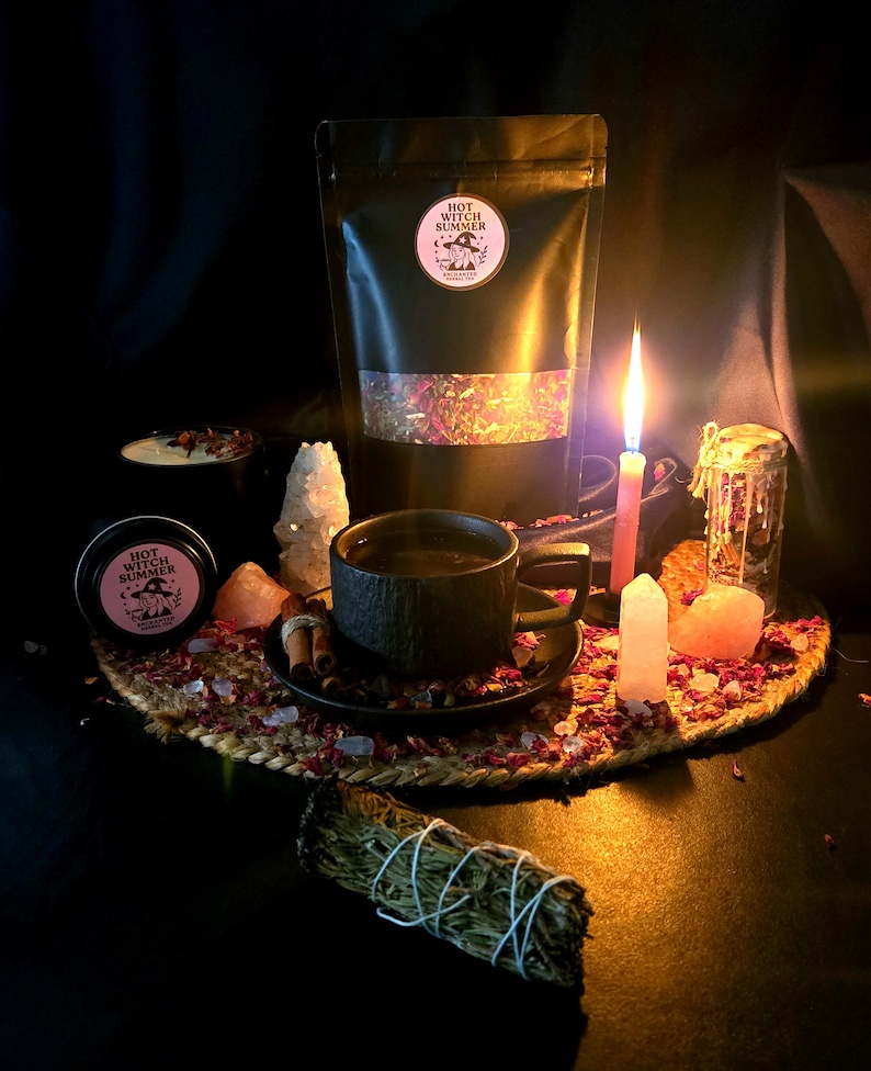 Love Manifestation Tea Ritual Kit: Herbal Tea, Rose Quartz Crystal ...
