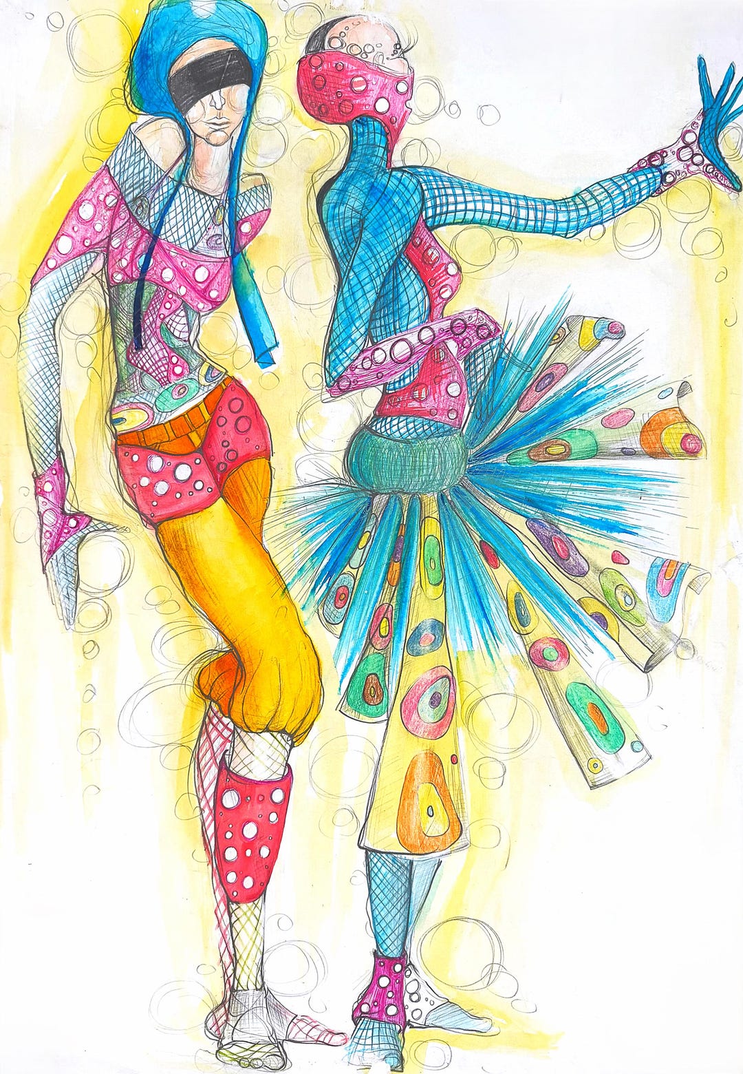 Fashion Illustration, Fashion Sketch, Hand Drawn, Colorful Drawing ...