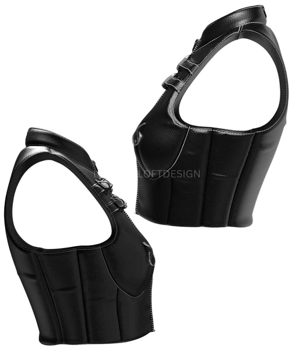 Real Leather Buckle Crop Vest – Black Sleeveless Zipper Top | Edgy ...