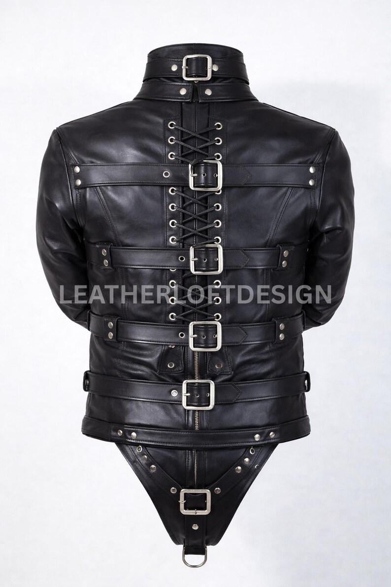 Sheepskin Leather Buckle Jacket: Adjustable Black Statement Outerwear ...