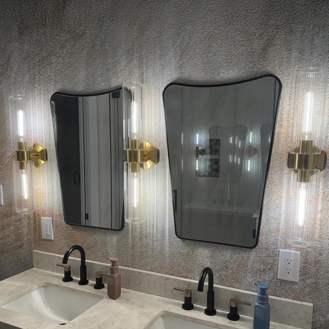 Handmade Asymmetrical Italian Shield Vanity Mirror, Arched Wall Decor ...