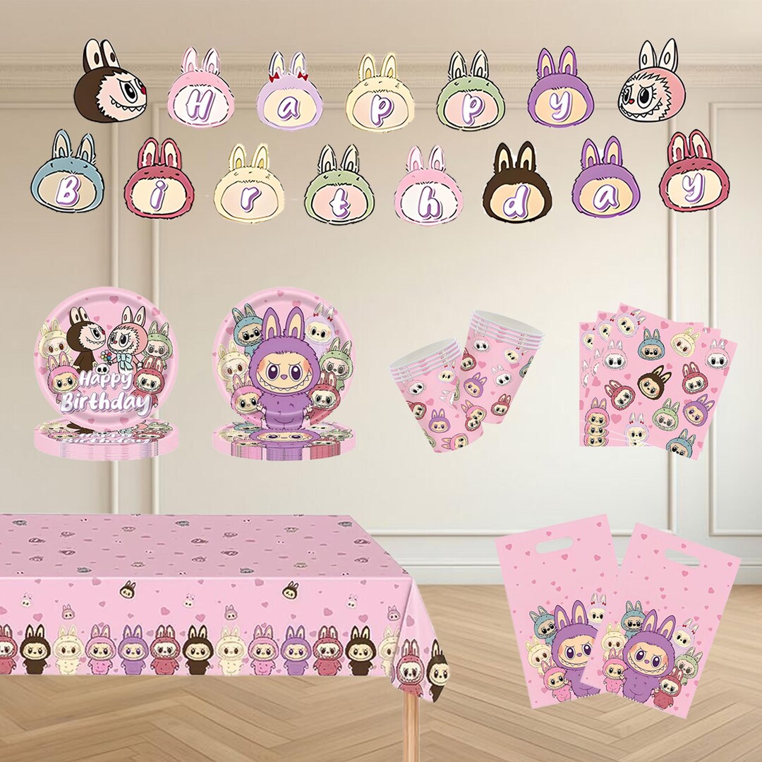 Labubu Birthday Party Decor | Labubu Banner Napkins Cups Tablecloth ...
