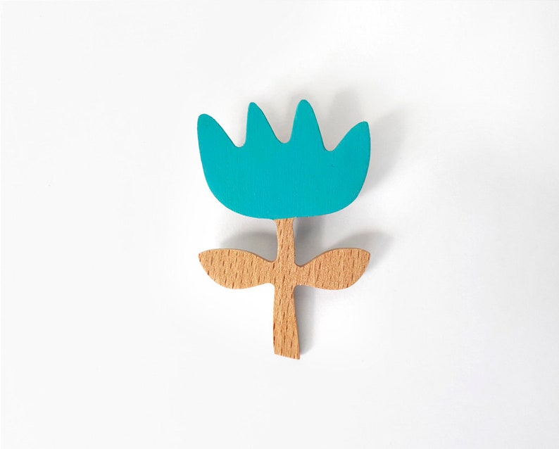 Yellow flower pin. Made from beech wood painted by hand with | Etsy