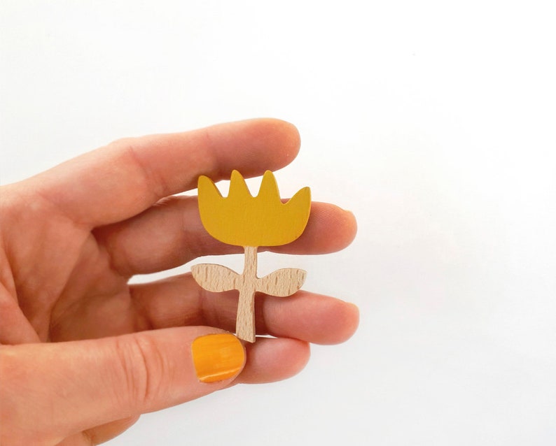 Yellow Flower Pin. Made From Beech Wood Painted by Hand With - Etsy
