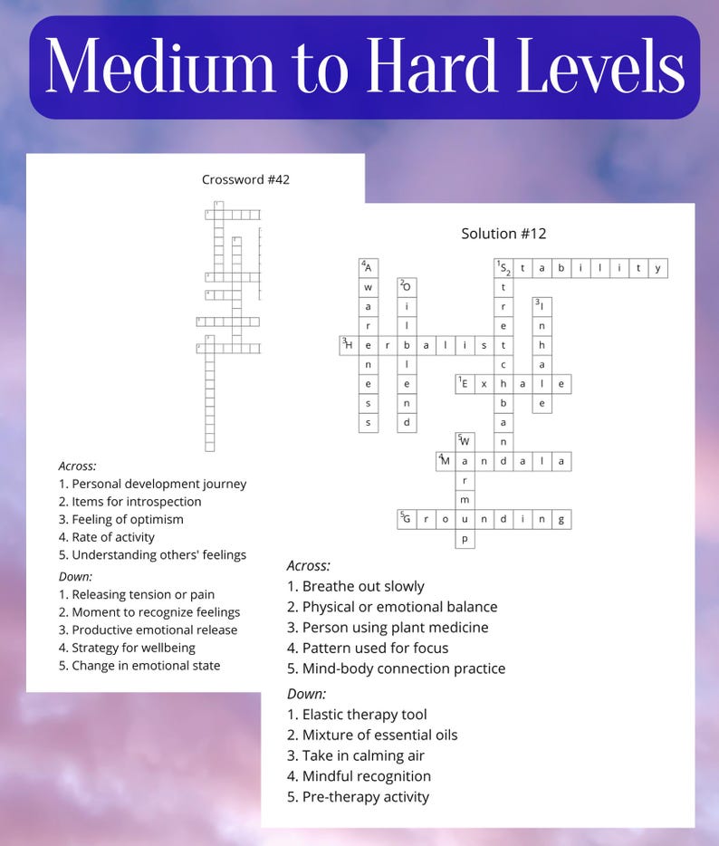 Therapeutic - Coping Skills Crossword Puzzle Book – 60 Puzzles With ...