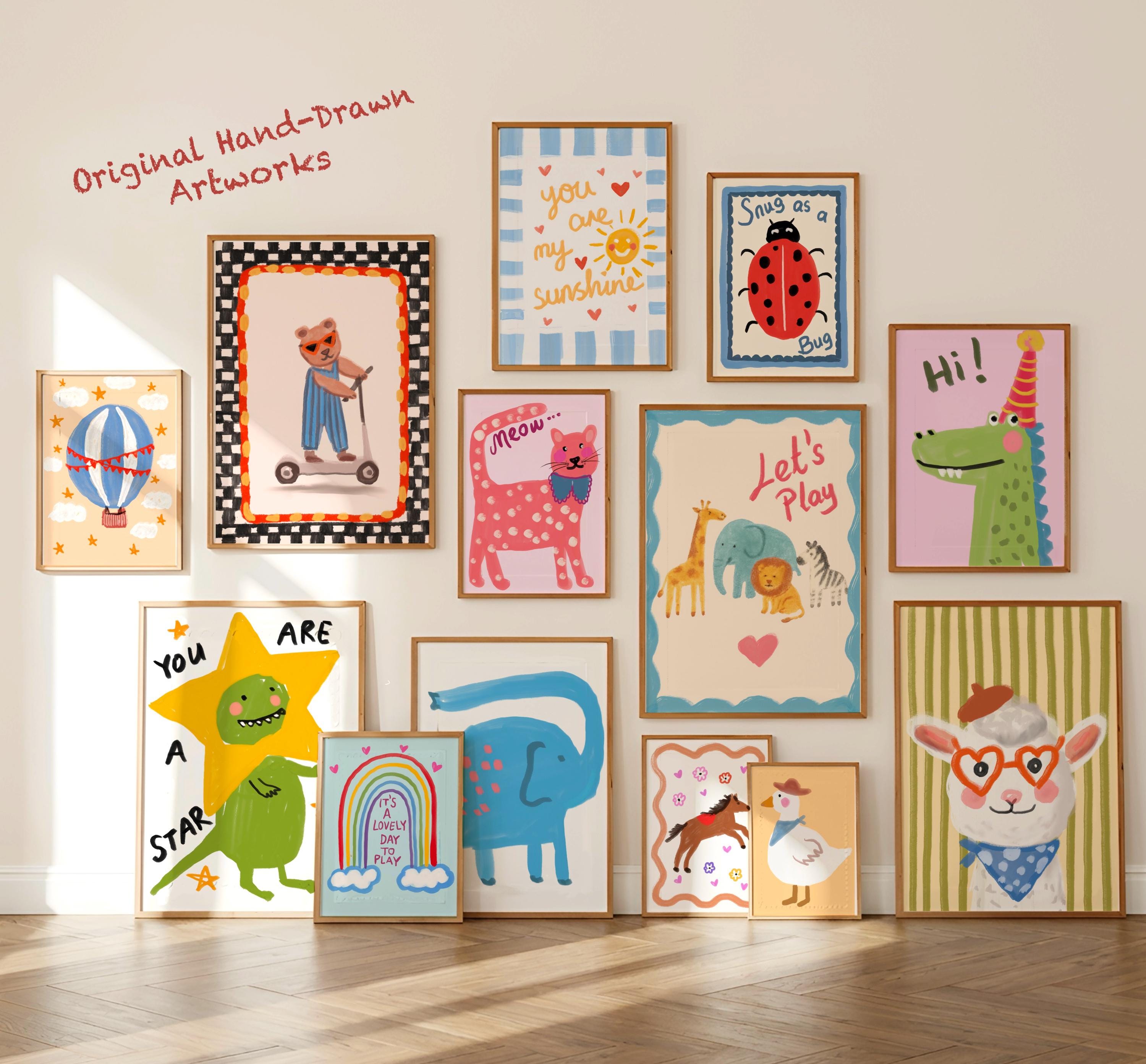 Nursery Wall Art Bundle Posters, Kids Playroom Decor, Colorful Children ...