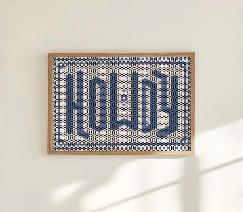 Howdy Typography Print, Blue Howdy Tile Wall Art, Modern Western ...