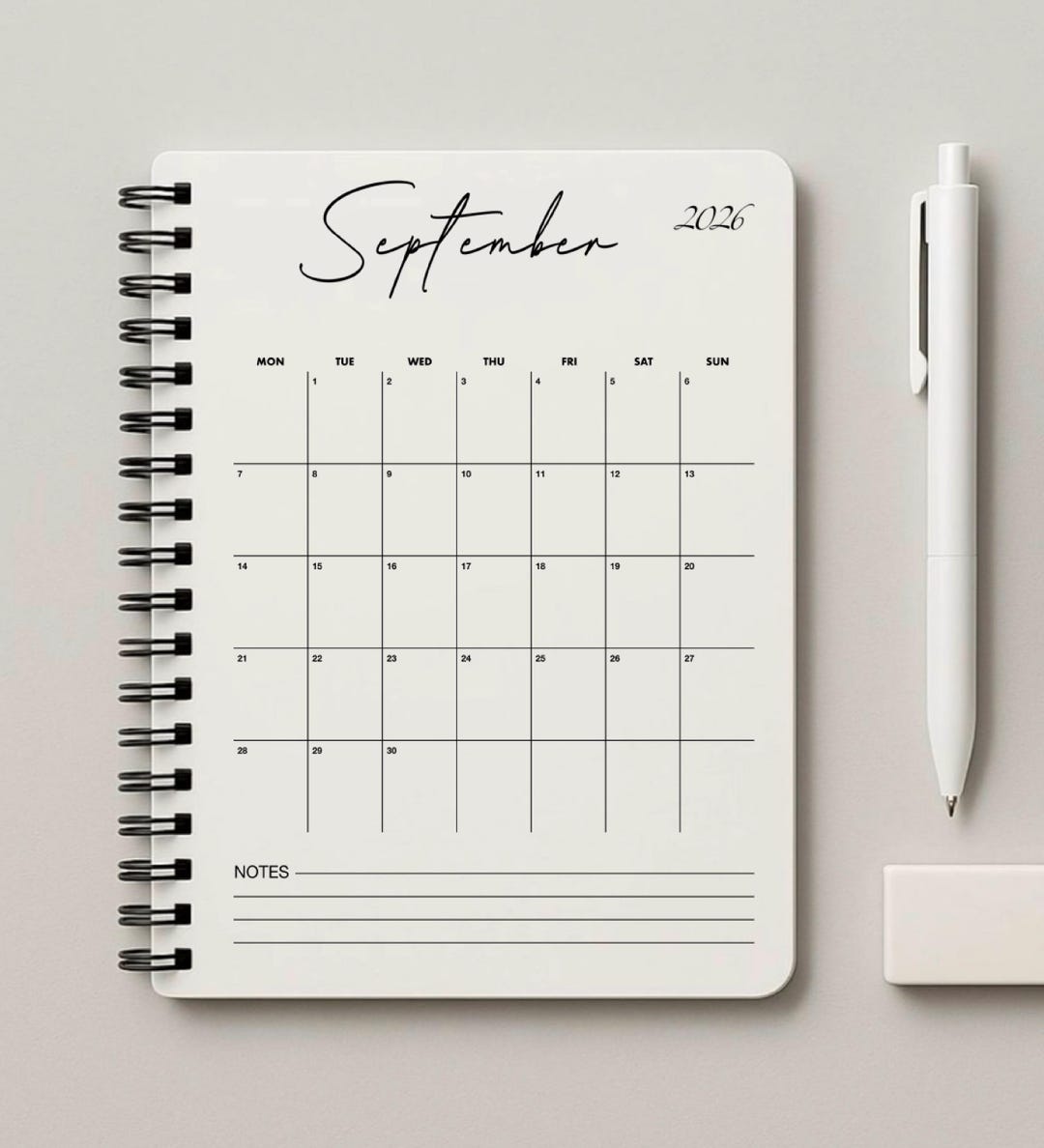 Monthly Minimalist 2026 Planner, Modern Printable Calendar (PDF ...
