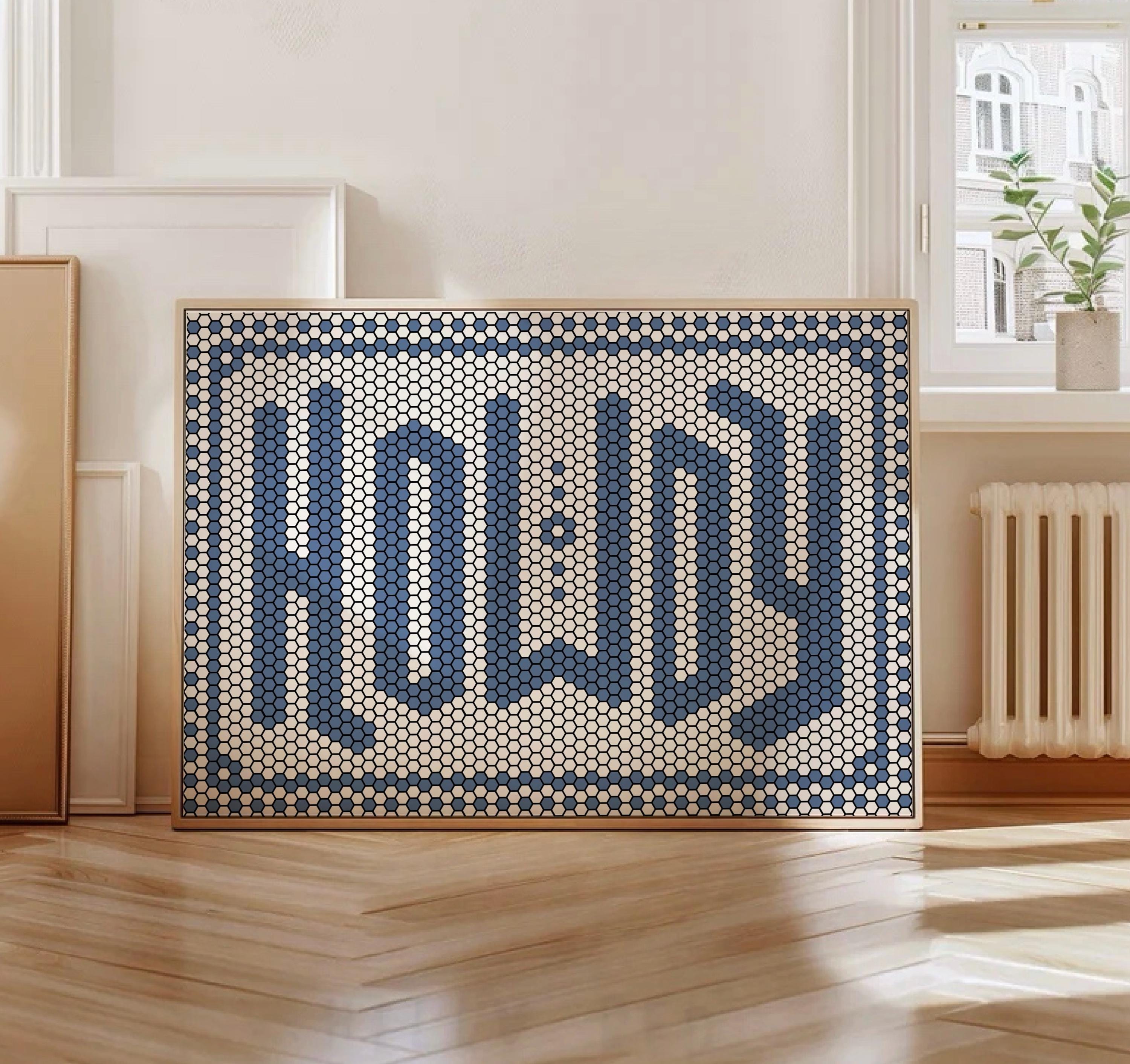 Howdy Typography Print, Blue Howdy Tile Wall Art, Modern Western ...