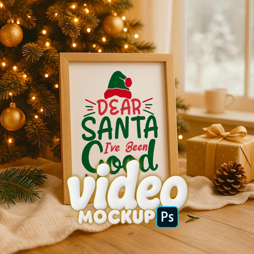 Christmas Vertical Frame Mockup VIDEO, Christmas Poster Mock Up ...
