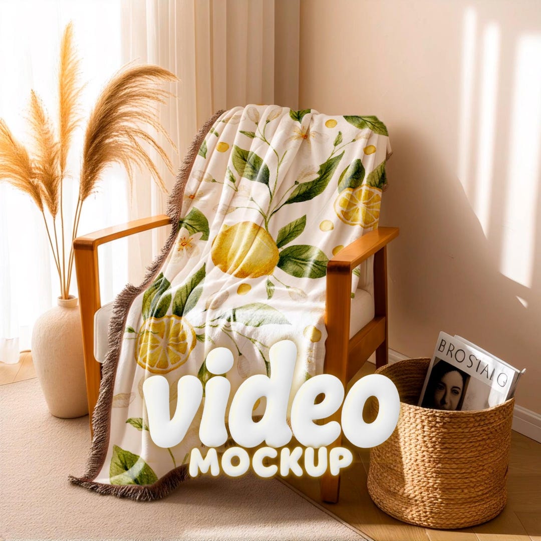 Woven Blanket VIDEO MOCKUP, Printify Woven Blanket Mockup, Woven Throw ...