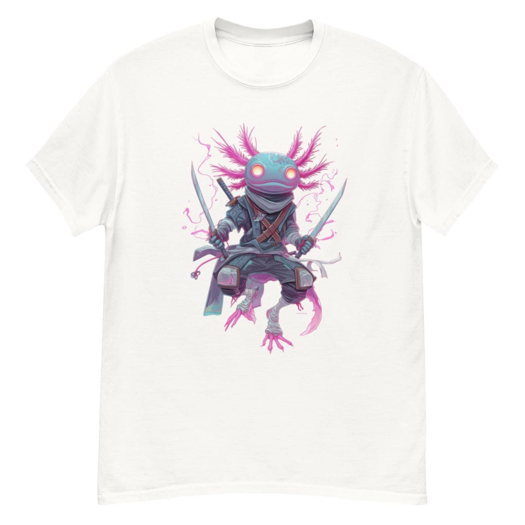 Axolotl Shinobi Tee | Cyber Ninja Axolotl Shirt | Neon Samurai Animal ...