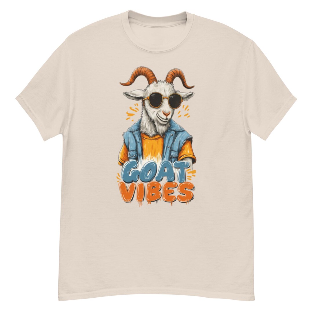 Goat Vibes Tee | Cool Denim Goat Shirt | Funny Sunglasses Animal Unisex ...