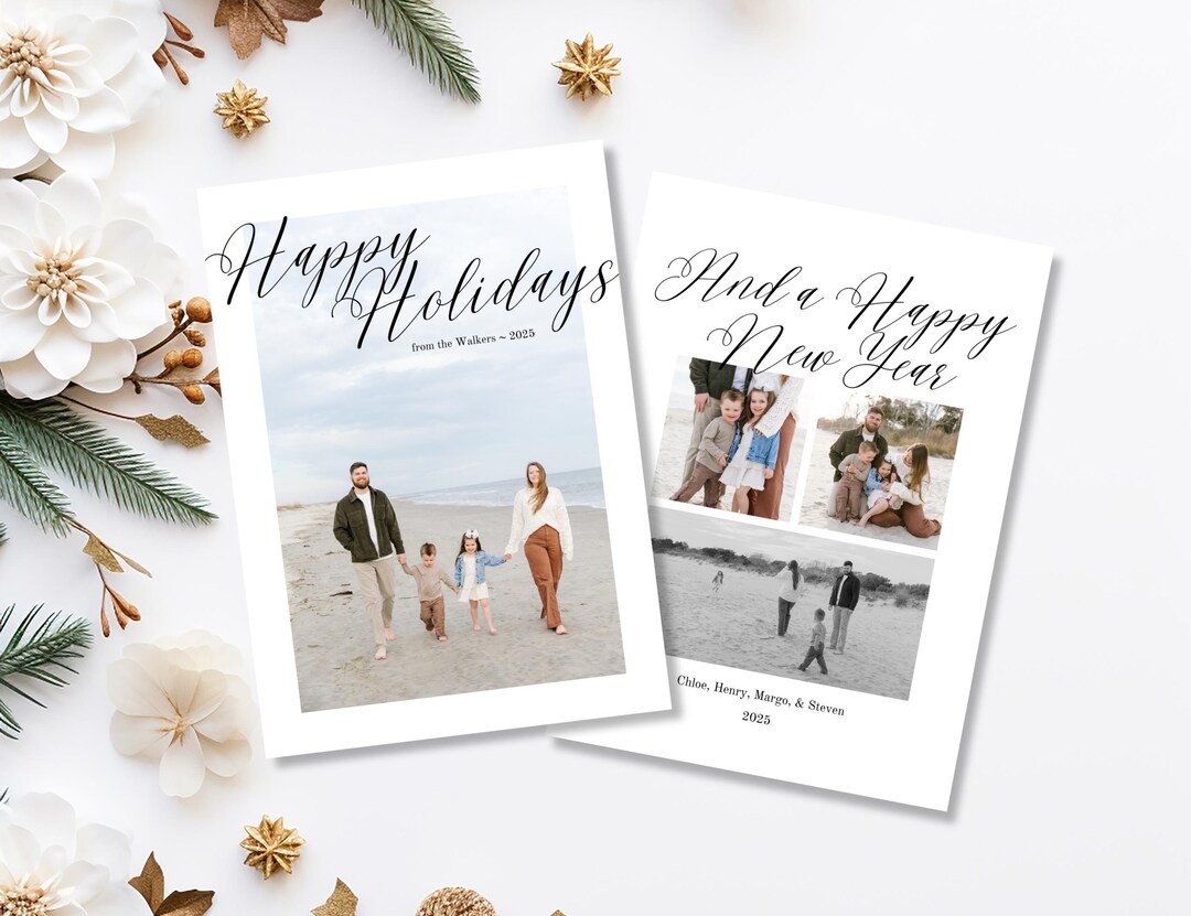 Minimal Holiday Card Template Photo Christmas Card Classic Christmas ...