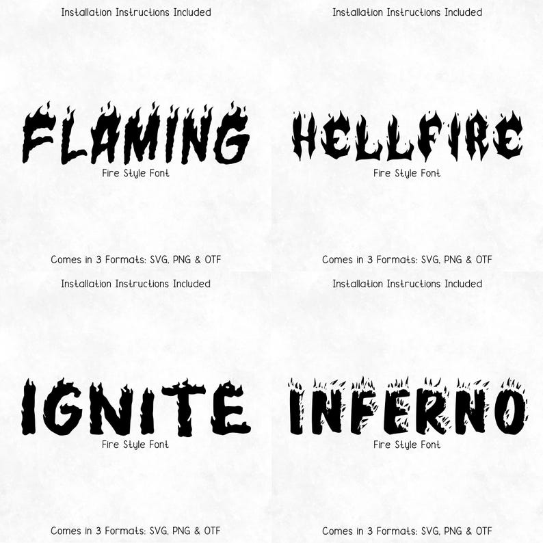 10 Flaming Fonts Bundle - OTF, SVG, PNG - Fire Font, Ember Font, Cricut ...