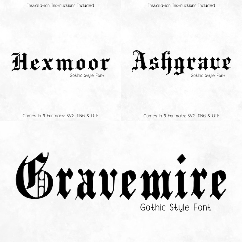 11 Gothic Fonts Bundle - OTF, SVG, PNG - Gothic Fonts, Tattoo Fonts ...