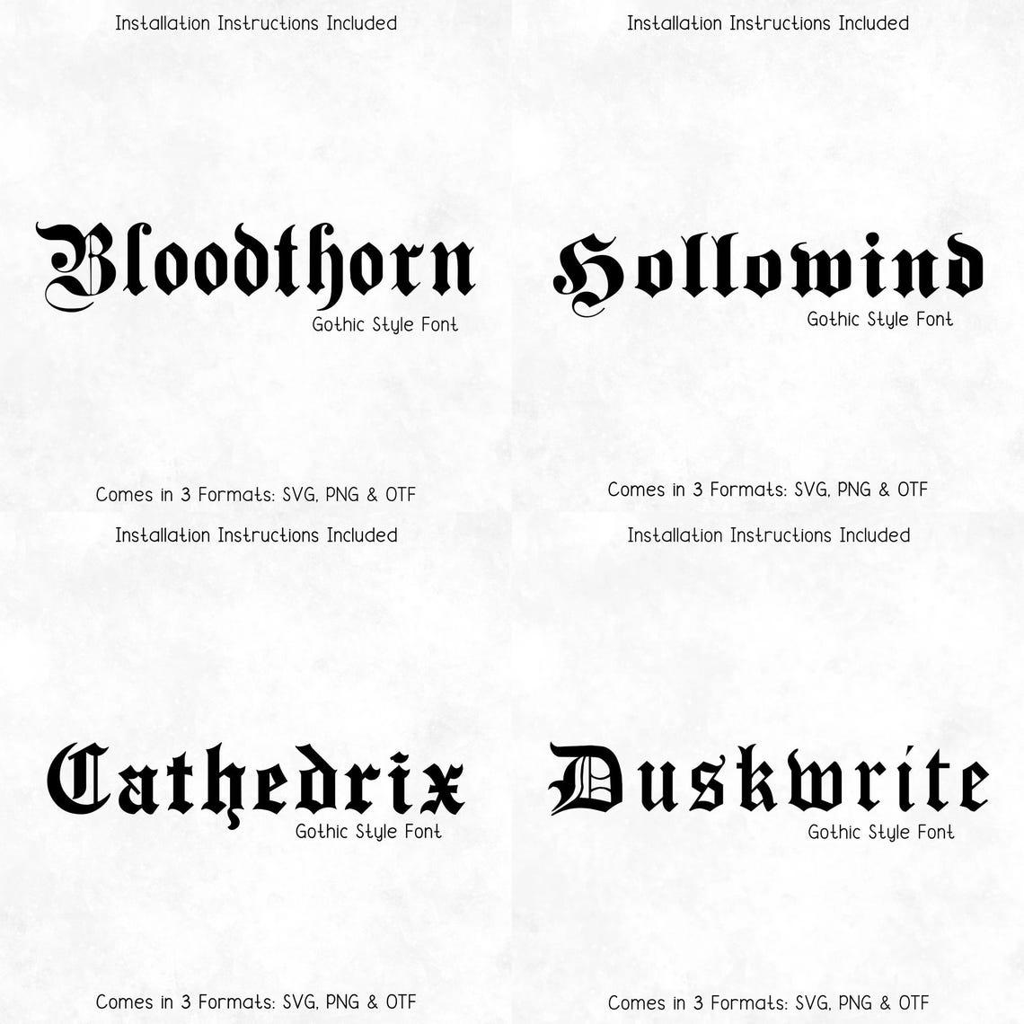 11 Gothic Fonts Bundle - OTF, SVG, PNG - Gothic Fonts, Tattoo Fonts ...