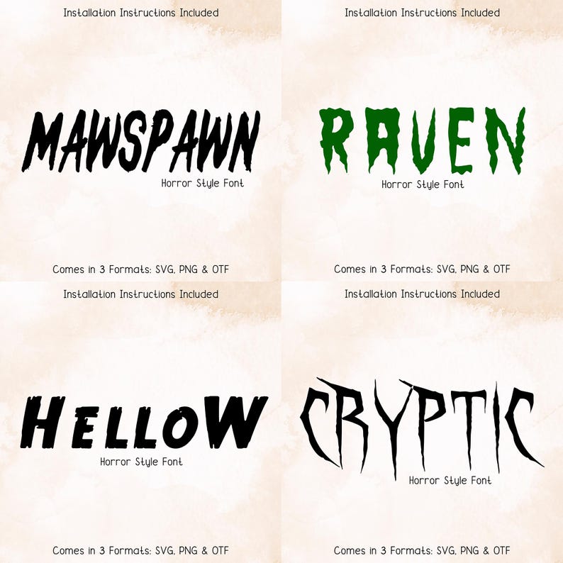 8 Horror Fonts Bundle - OTF, SVG, PNG - Halloween Font, Cricut Fonts ...