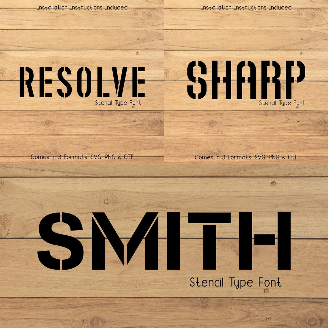 7 Stencil Army Fonts Bundle - OTF, SVG, PNG - Stencil Military Army ...