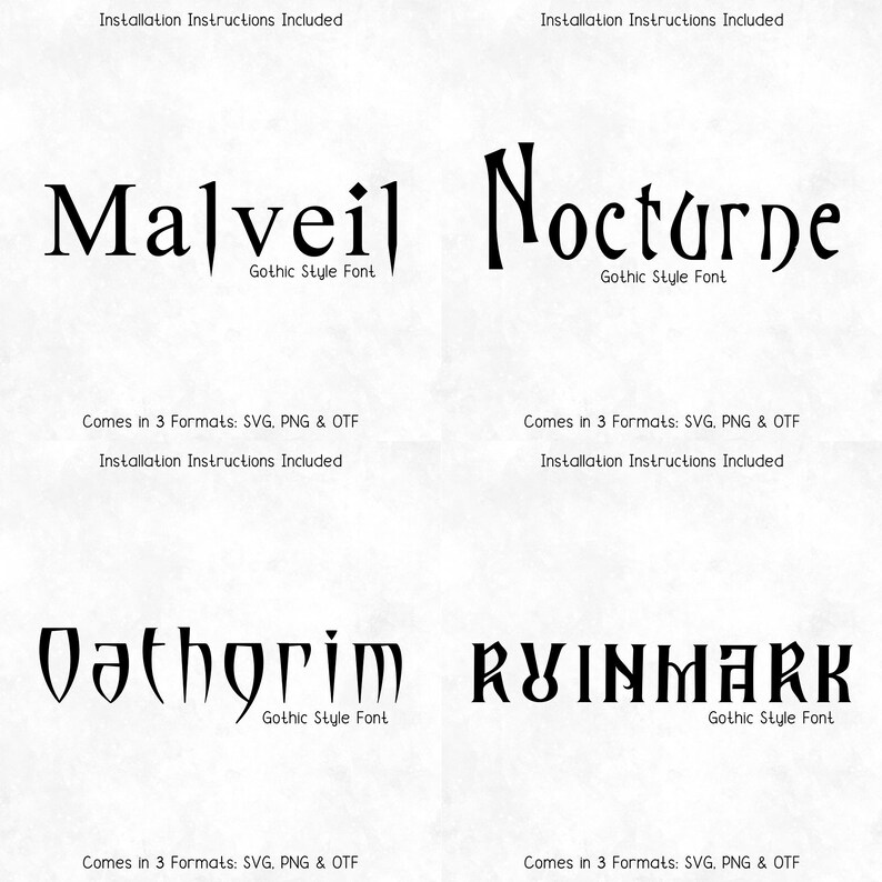 12 Gothic Fonts Bundle - OTF, SVG, PNG - Gothic Fonts, Tattoo Fonts ...