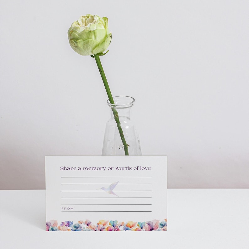 Funeral Share a Memory Card Template With Hummingbird, Personalized ...