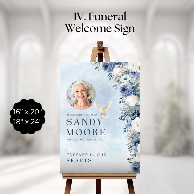 Editable Funeral Template Bundle With Dove & Roses, Floral Memorial ...