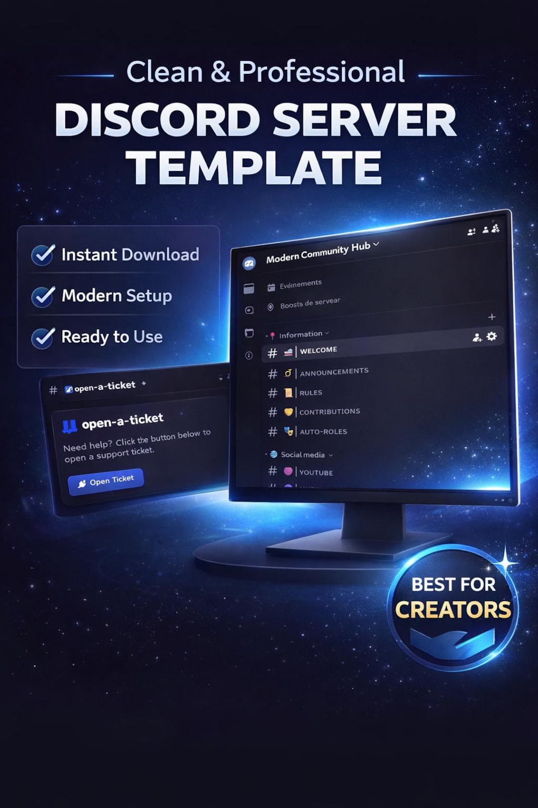 Clean & Professional Discord Server Template | Modern Community Hub ...