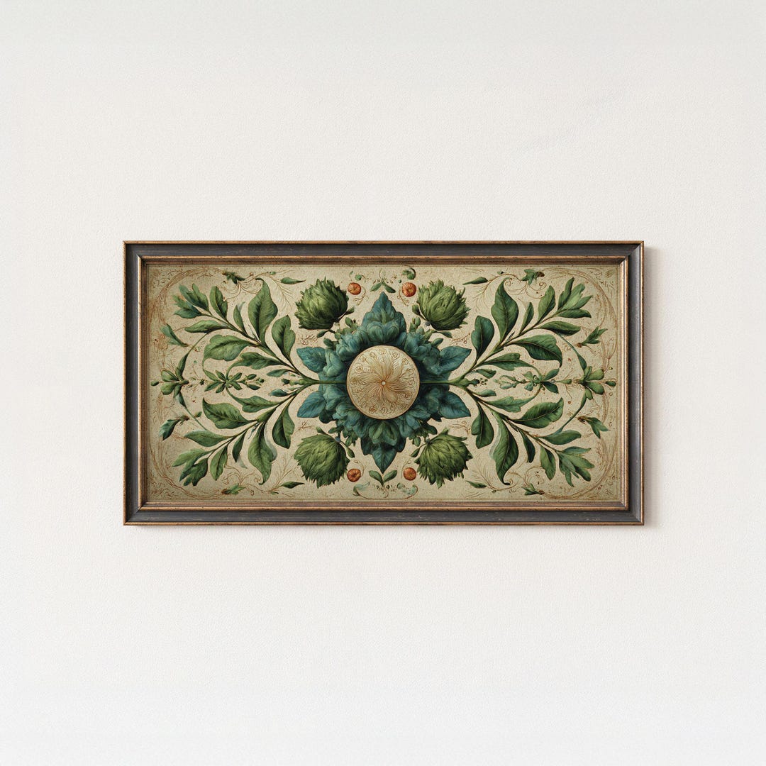 Botanical Mandala Print: Renaissance Leaf Design, Framed Wall Art - Etsy