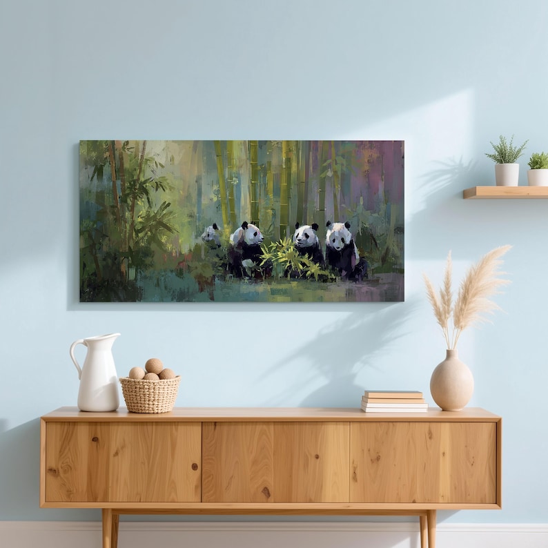 Pandas in Bamboo Forest | Chengdu China Wildlife Painting | Fine Art ...