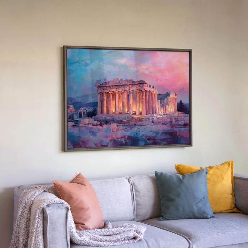 Athens Parthenon Sunset Art Print: Impressionist Acropolis Landscape - Etsy