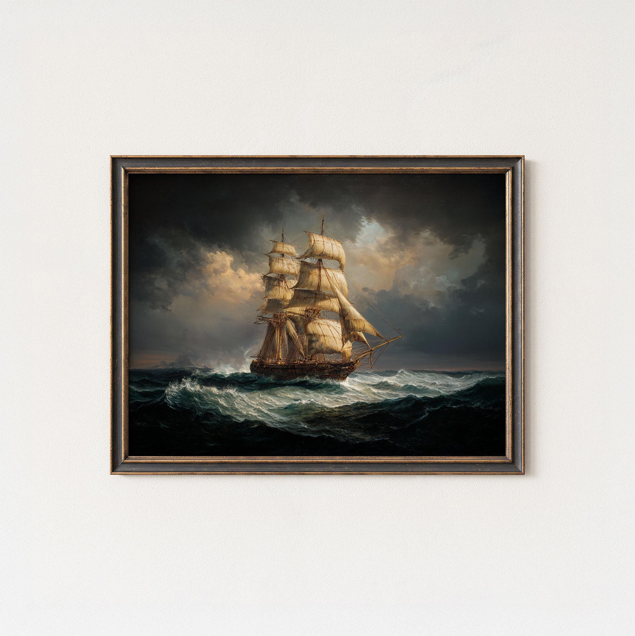 Stormy Seas Tall Ship Print: Vintage Nautical Maritime Art - Etsy