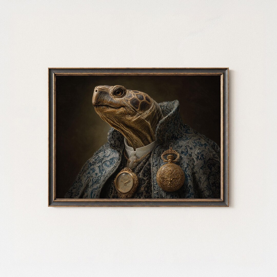 Victorian Turtle Portrait Print: Steampunk Aristocrat Animal Wall Art ...