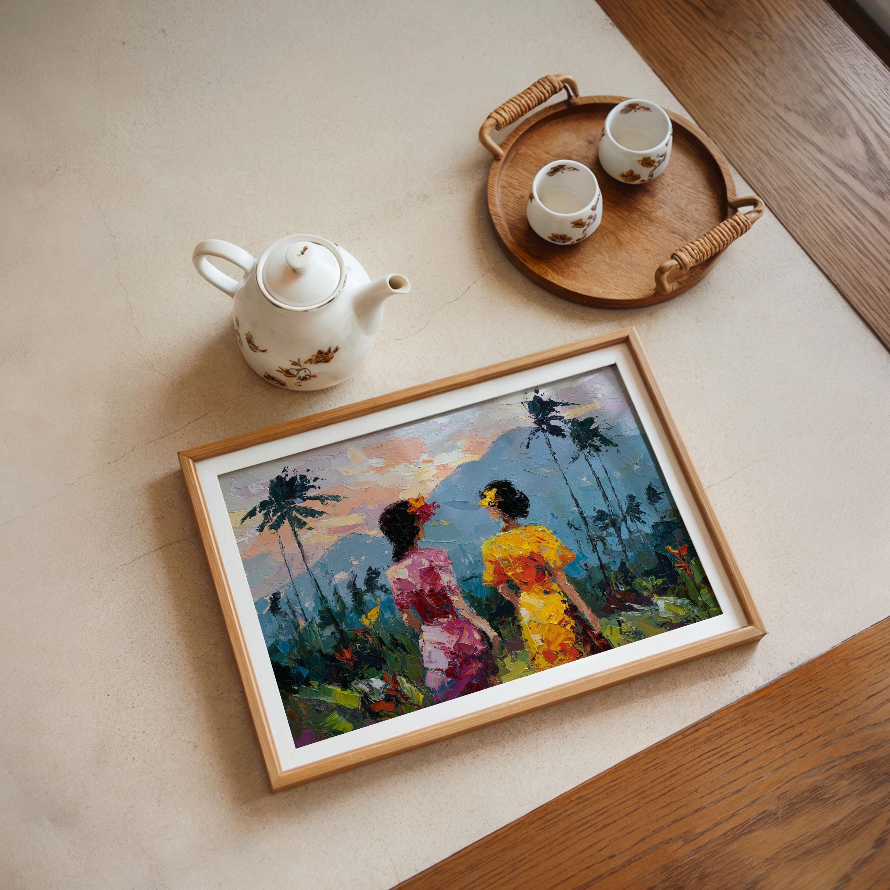 Tropical Women Impressionist Painting: Island Sunset Art Print - Etsy