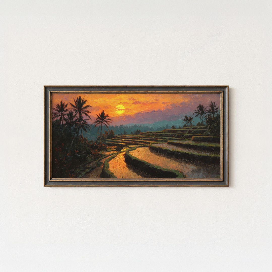 Bali Rice Terraces Sunset Print – Ubud Golden Hour Landscape - Etsy