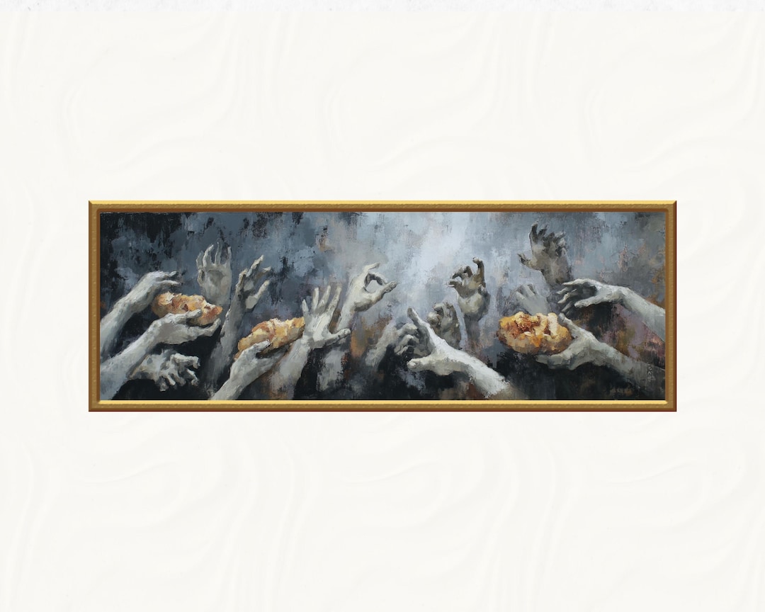 Starving Hands Art Print, Hunger and Survival Painting, Desperate Reach ...
