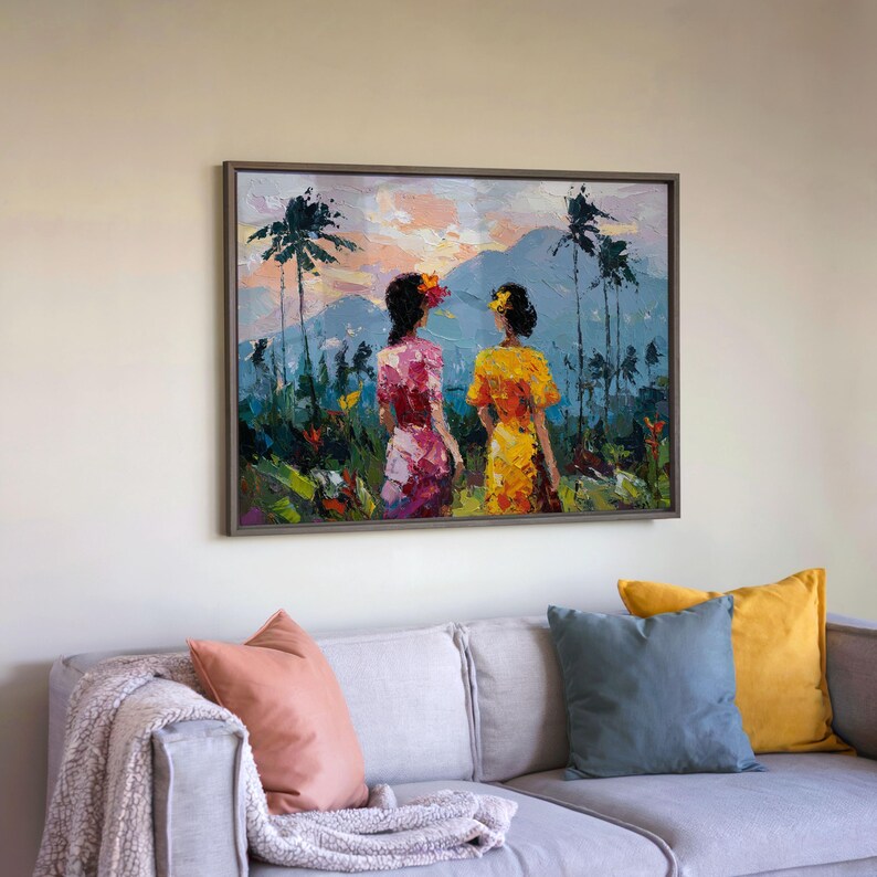Tropical Women Impressionist Painting: Island Sunset Art Print - Etsy
