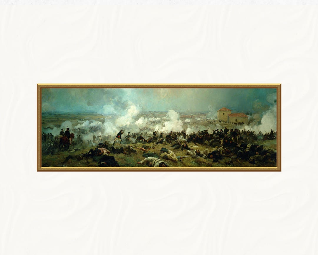 Panoramic Battlefield Oil Painting Print, Historic War Scene Art - Etsy