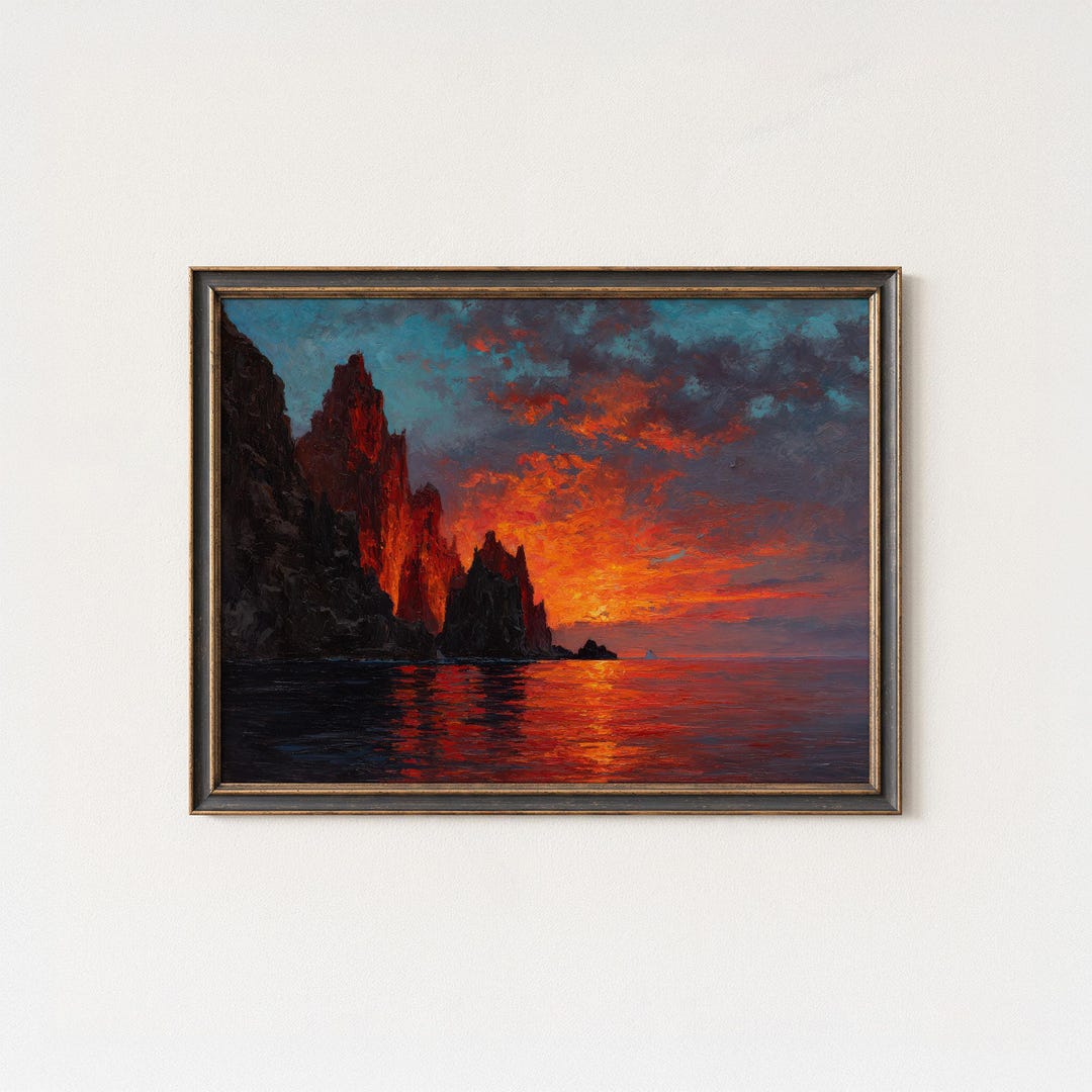 Devils Island Sunset Print: Dramatic Cliff Seascape, Coastal Wall Art ...