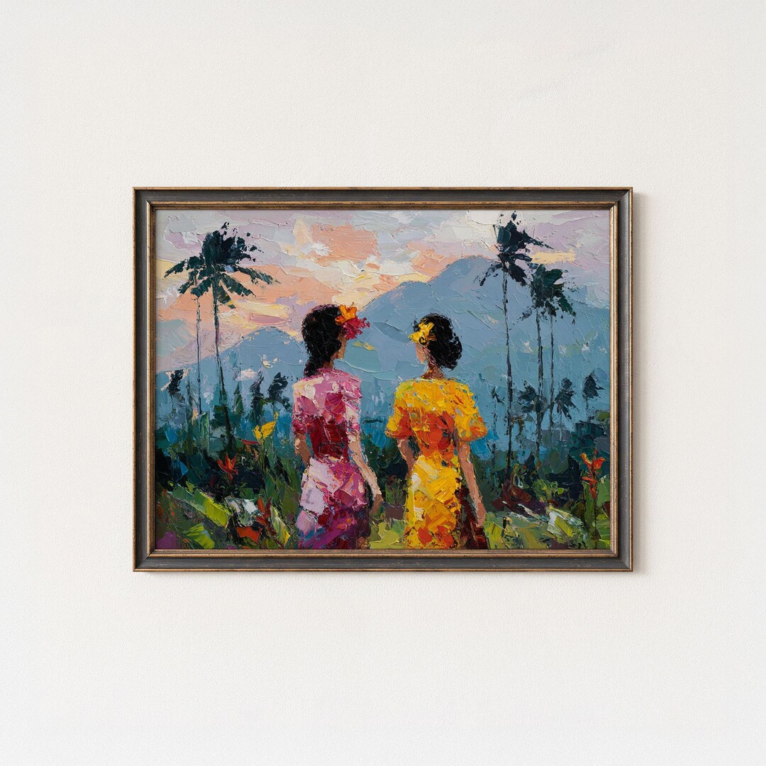 Tropical Women Impressionist Painting: Island Sunset Art Print - Etsy