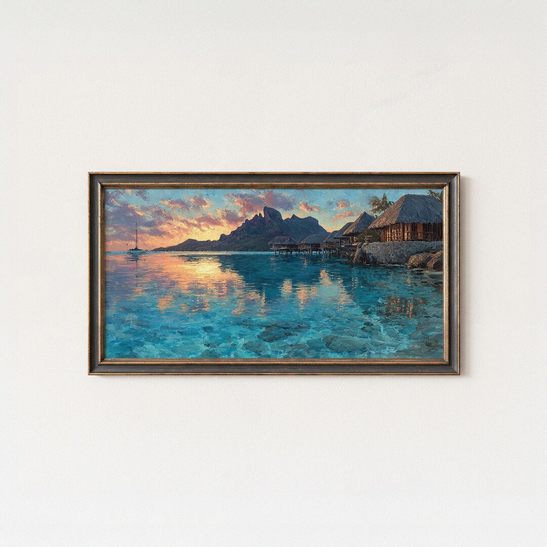Bora Bora Sunset Oil Painting Print – Tropical Lagoon Art - Etsy