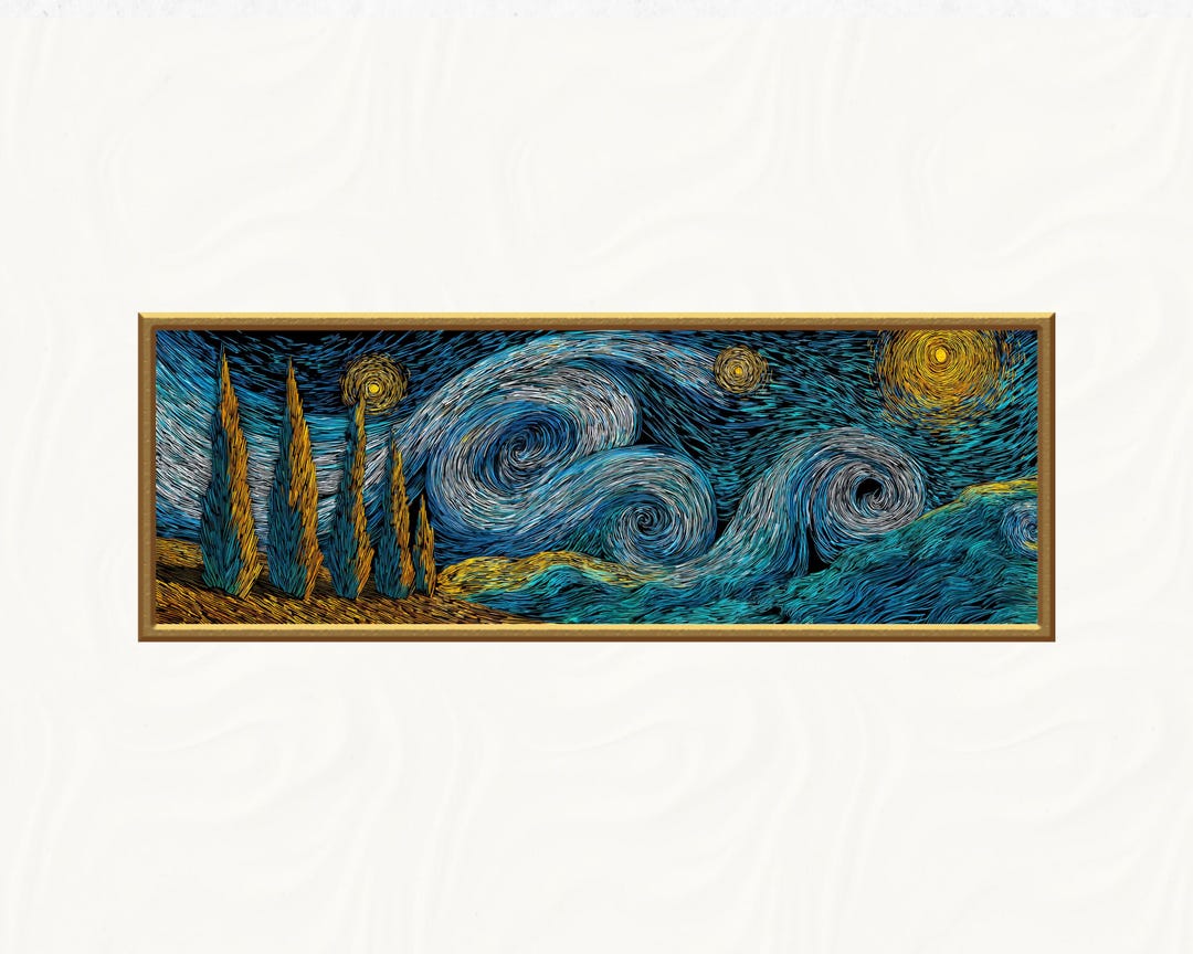 Starry Night Cypress Tree Art Print, Swirling Sky Landscape - Etsy