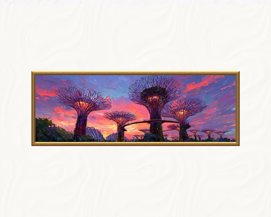 Supertree Grove Sunset Art Print, Futuristic City Landscape - Etsy