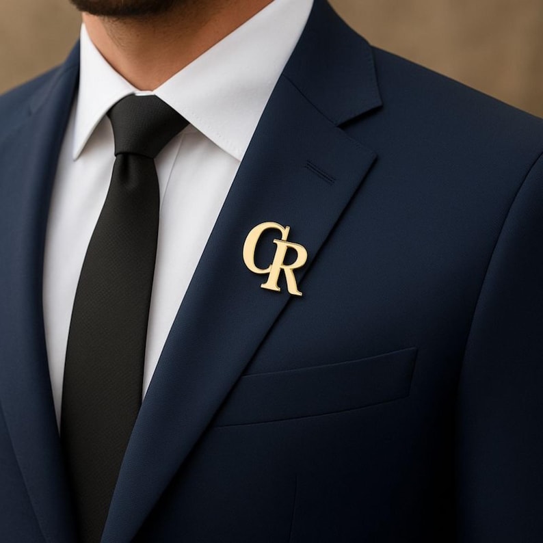 Custom Initial Enamel Lapel Pin – Personalized Brooch, Groomsmen Gift ...