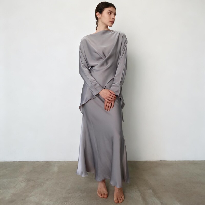 Grey Wrap Top - Etsy