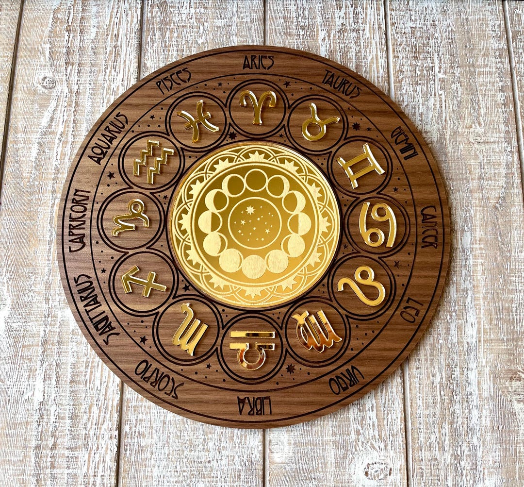 Zodiac Astrology Space Star Birthsign Horoscope Walnut Wooden Acrylic ...