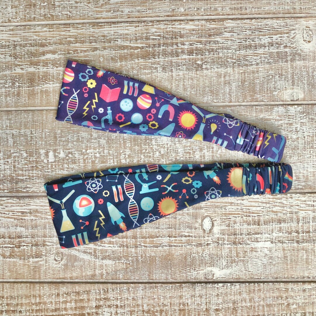 Science Headband: Chemistry, Biology, Physics Print Knit Fabric ...