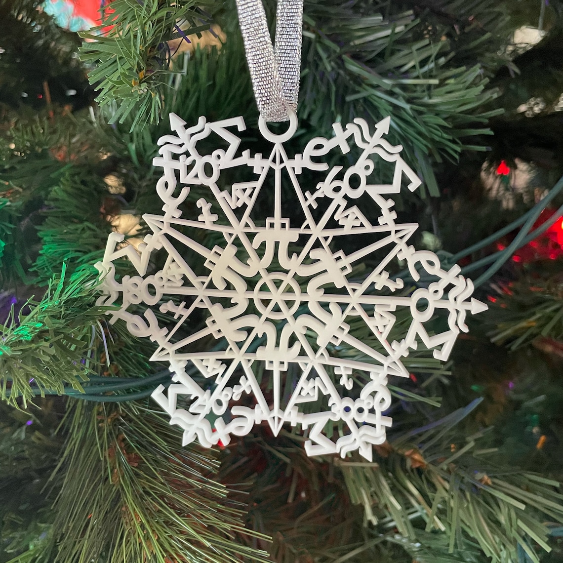 Math Teacher STEM Geometry Pi Numbers Snowflake Christmas Holiday Tree ...