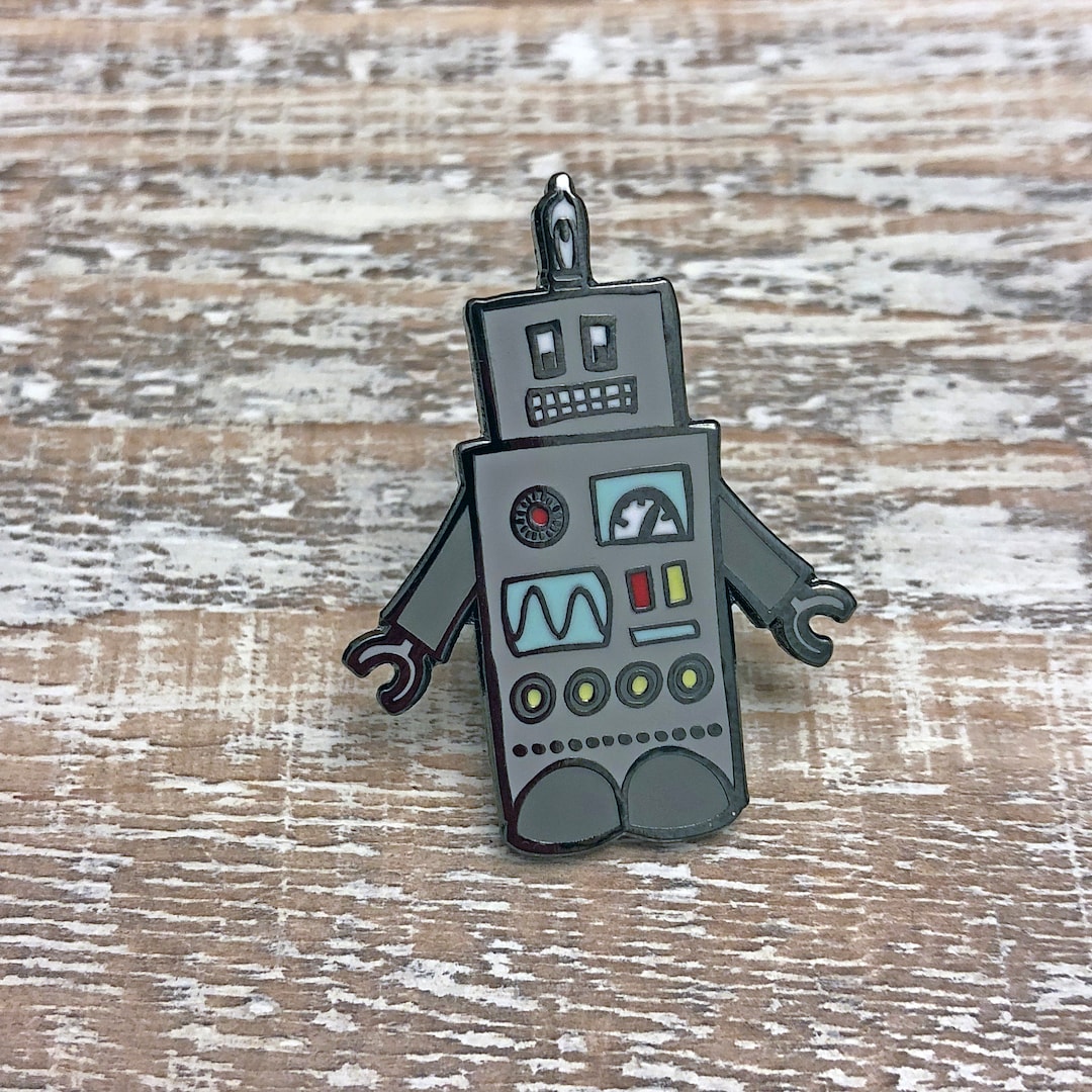 Nerdy Geeky Robot Tech Computer Cartoon Cute 1.25 Inch Hard Enamel Pin ...
