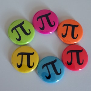 Colorful Neon Pi Nerdy Geeky Math 1" Pinback Button | Gifts Under 5 ...