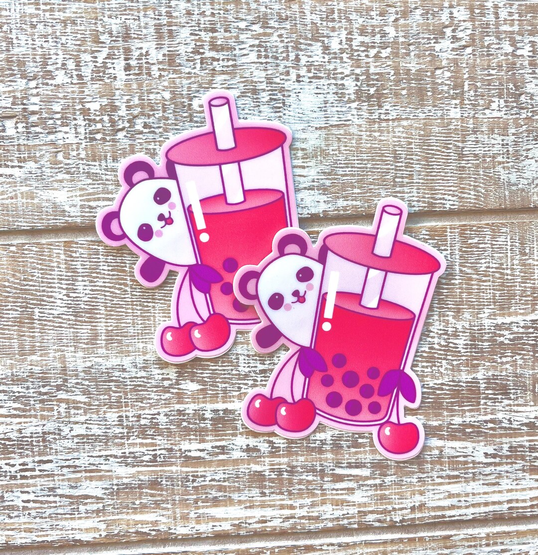 Boba Tea Panda Bear Drink Beverage Kawaii Animal Creature Cute Vinyl ...